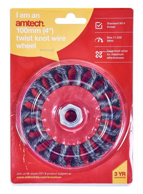Amtech F3365 100mm (4") Twist knot wire wheel