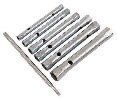 AMTECH K1150 6 PIECE TUBULAR BOX SPANNER SET WITH TOMMY BAR
