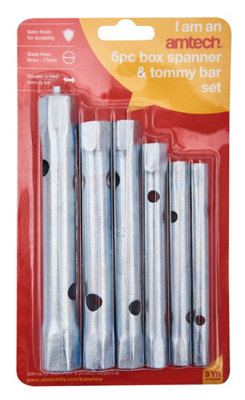 Amtech K1150 6 Piece tubular box spanner set with Tommy bar