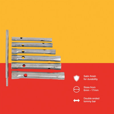 Amtech K1150 6 Piece tubular box spanner set with Tommy bar