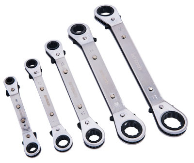 Amtech Offset Ratchet Spanner Set / 5 Ratchet Ring Spanners metric 6 ...