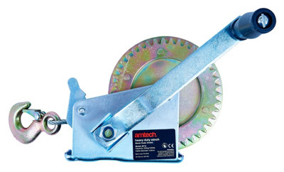 Amtech S1000 Heavy Duty Boat Winch, Hand Winch Pulley with 10m Steel ...