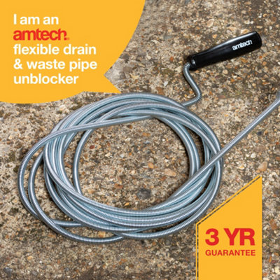 Amtech S1895 Flexible Drain Auger & Waste Pipe Unblocker