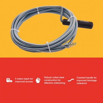 Amtech S1895 Flexible Drain Auger & Waste Pipe Unblocker