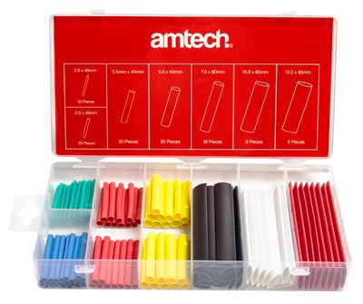 Amtech S6203 Heat Shrink Wrap Assortment, 6 Colours and 7 Different ...