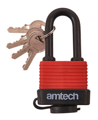 Amtech T0760 40mm Long Shackle Weatherproof Padlock, Outdoor Padlock, 4 ...
