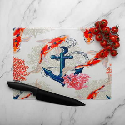 Anchor & Fish Glass Chopping BoardDesigner style