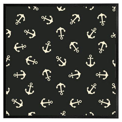 Anchors on black background (Picutre Frame) / 20x20" / Black