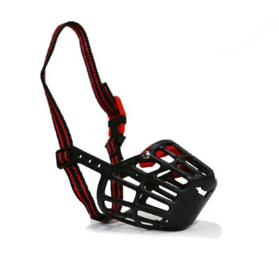 Ancol Gentle Strong Secure Comfortable Plastic Black / Red Muzzle ...