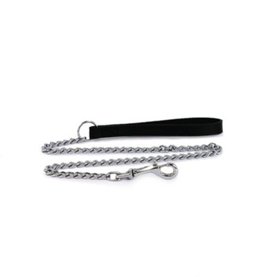 Ancol Heritage Heavy Chain Black Dog Lead with Leather Handle Pet Leash ...