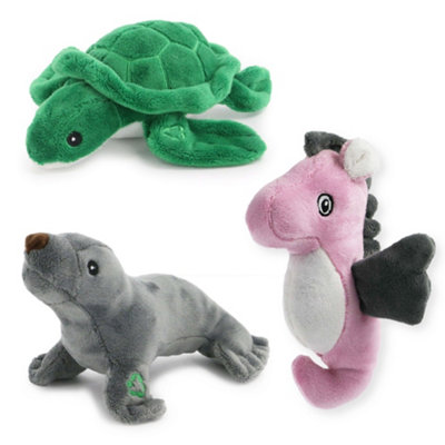 Ancol Made From Mini Turtle Seal and Seahorse Dog Toys Fun Interactive ...