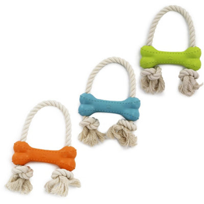 Ancol Made From Rice Bone Dog Toy Strong Fun Interactive Tugging Fetch ...