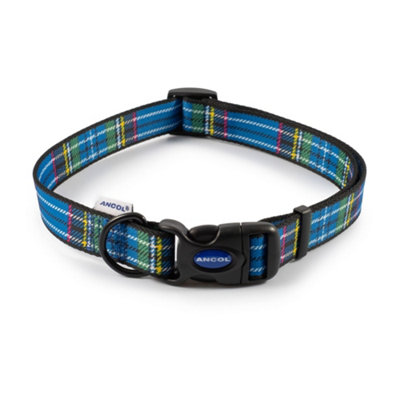 Ancol Nylon Tartan Collar Blue 45-70cm Size 5-9 | DIY at B&Q