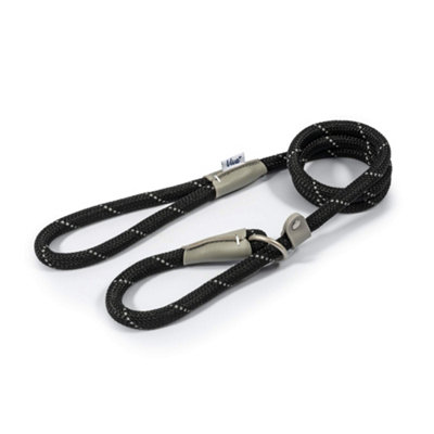 Ancol Viva Black Reflective Slip Lead 150cm x 1.2cm 50kg Weather Proof