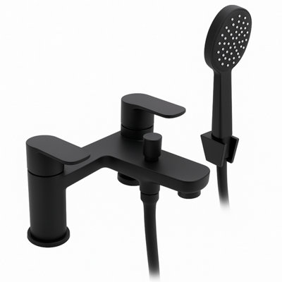ANDREU Bath & Shower Mixer Tap Black - Modern Deck Mounted Bath Filler ...
