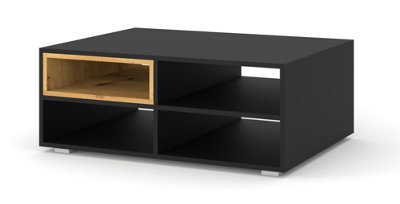 Anette M Artisan Oak & Black Matte Coffee Table - Industrial Loft Style ...