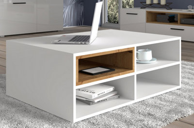 Anette M Artisan Oak & White Matte Coffee Table - Industrial Loft Style ...