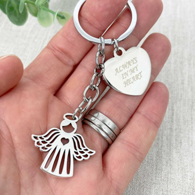 ANGEL CHARM MEMORIAL KEYRING ALWAYS IN MY HEART