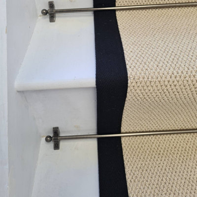 Angel Cream Stair Runner With 100% Cotton Black Border 50 600