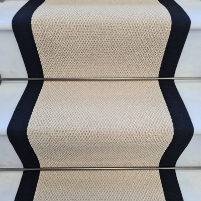 Angel Cream Stair Runner With 100% Cotton Black Border 55 650