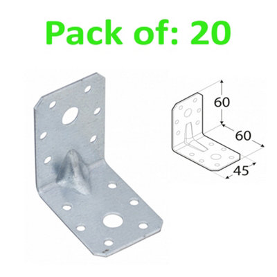ANGLE BRACKET 2mm Thick HEAVY DUTY Corner Reinforced Galvanised Zinc ...
