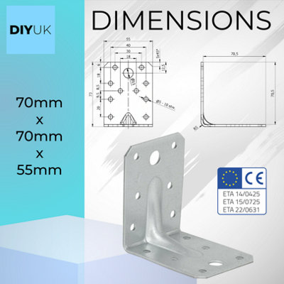 Angle Bracket Size: 105x105x90x2.5mm ( Pack of: 2 ) Heavy Duty ...