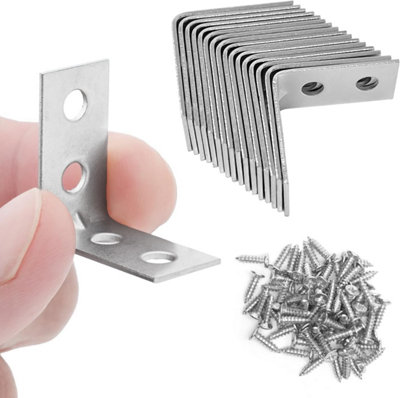 Angle Brackets Galvanised 25x25mm 16 Pcs L Shaped for Wood, Furniture ...