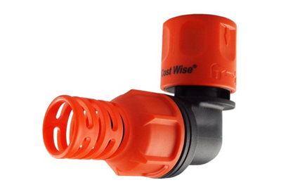 Angled hose connector ,ideal for use with hose carts to prevent kinking ...