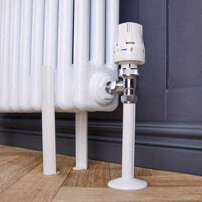 Angled Round Thermostatic Radiator Valve & Lockshield With Shut Off ...