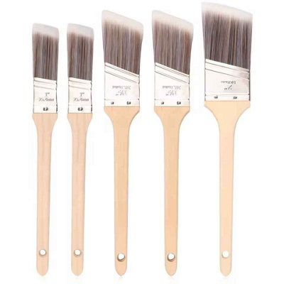 Angled Sash Paint Brush Set Easy-Grip Wood Handle for Precision Painting