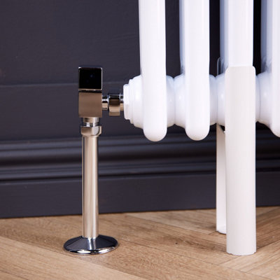 Angled Square Manual Radiator Valve Pack 15mm x 1/2 inch Chrome Finish