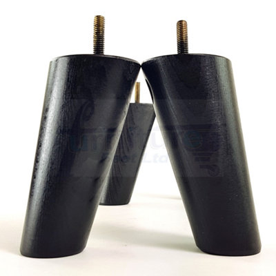 Angled Wood Furniture Feet 135mm High Black Replacement Furniture Legs ...