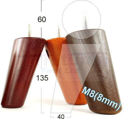 Angled Wood Furniture Feet 135mm High Oak Replacement Furniture Legs ...