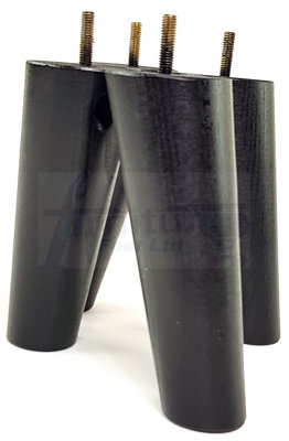 Angled Wood Furniture Feet 150mm High Black Replacement Furniture Legs ...