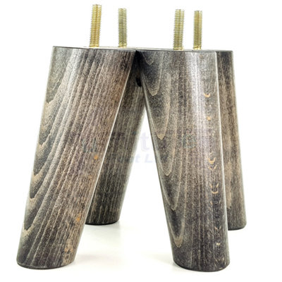 Angled Wood Legs Black Washed 135mm High Set Of 4 Replacement Furniture ...