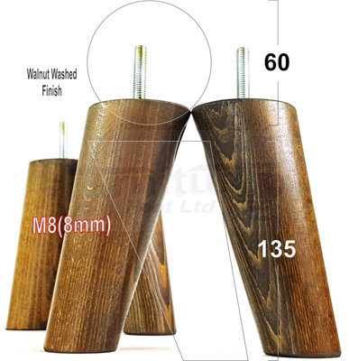 Angled Wood Legs Dark Walnut Washed135mm High Set Of 4 Replacement ...