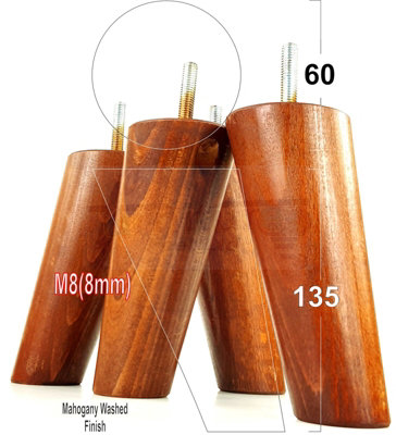 Angled Wood Legs Mahogany Washed 135mm High Set Of 4 Replacement ...