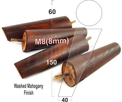 Angled Wood Legs Mahogany Washed 150mm High Set Of 4 Replacement ...