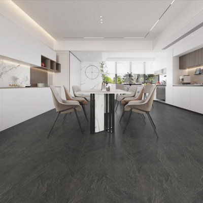 Anglo Flooring Marbra Natural Slate Marble Tile Effect Gloss Black ...