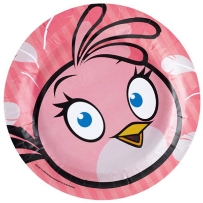 Angry Birds Paper Party Plates (Pack of 8) Pink (One Size) | DIY at B&Q