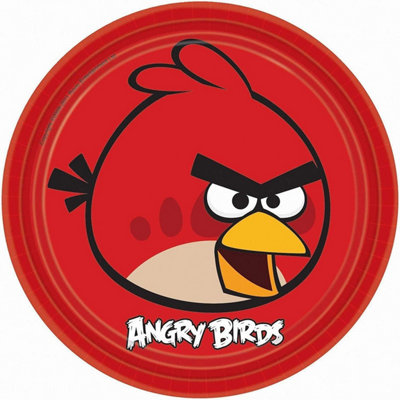 Angry Birds Paper Party Plates (Pack of 8) Red (L) | DIY at B&Q