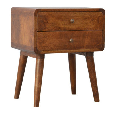 Ani Curved Chestnut Bedside Table | DIY at B&Q