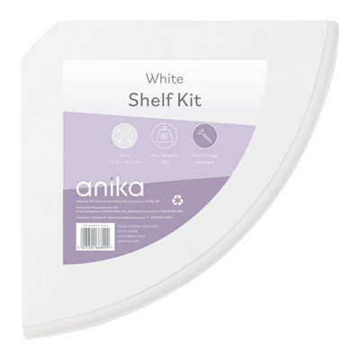 Anika White MDF Floating Corner Shelf 28.5cm x 28.5cm