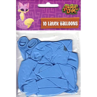 Animal Jam Latex Printed Balloons (Pack of 10) Blue (One Size)