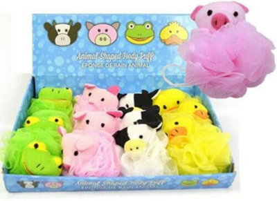 Animal Shaped Frog Body Puff Scrunchie Sponge Bath Shower Exfoliating ...