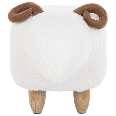 Animal Stool LAMB Fabric White