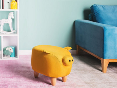 Animal Stool PIGGY Fabric Yellow Pig