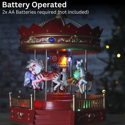 Animated Musical Carousel Christmas Carol Church Village Scene ...