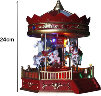 Animated Musical Carousel Christmas Carol Church Village Scene ...