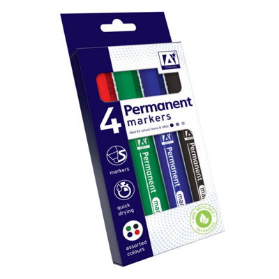 Anker Permanent Marker (Pack of 4) Multicoloured (One Size) | DIY at B&Q